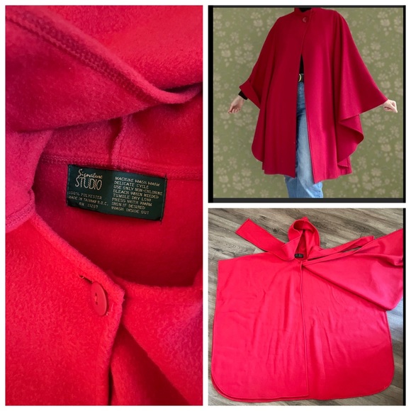 Signature Studio | Jackets & Coats | Signature Studio Red Shawl Cape ...